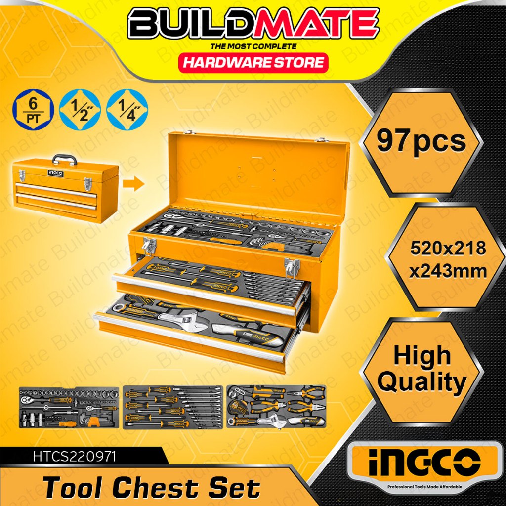 BUILDMATE Ingco Hand Tool Chest Set 97PCS / 132PCS Mechanic Repair Tool ...