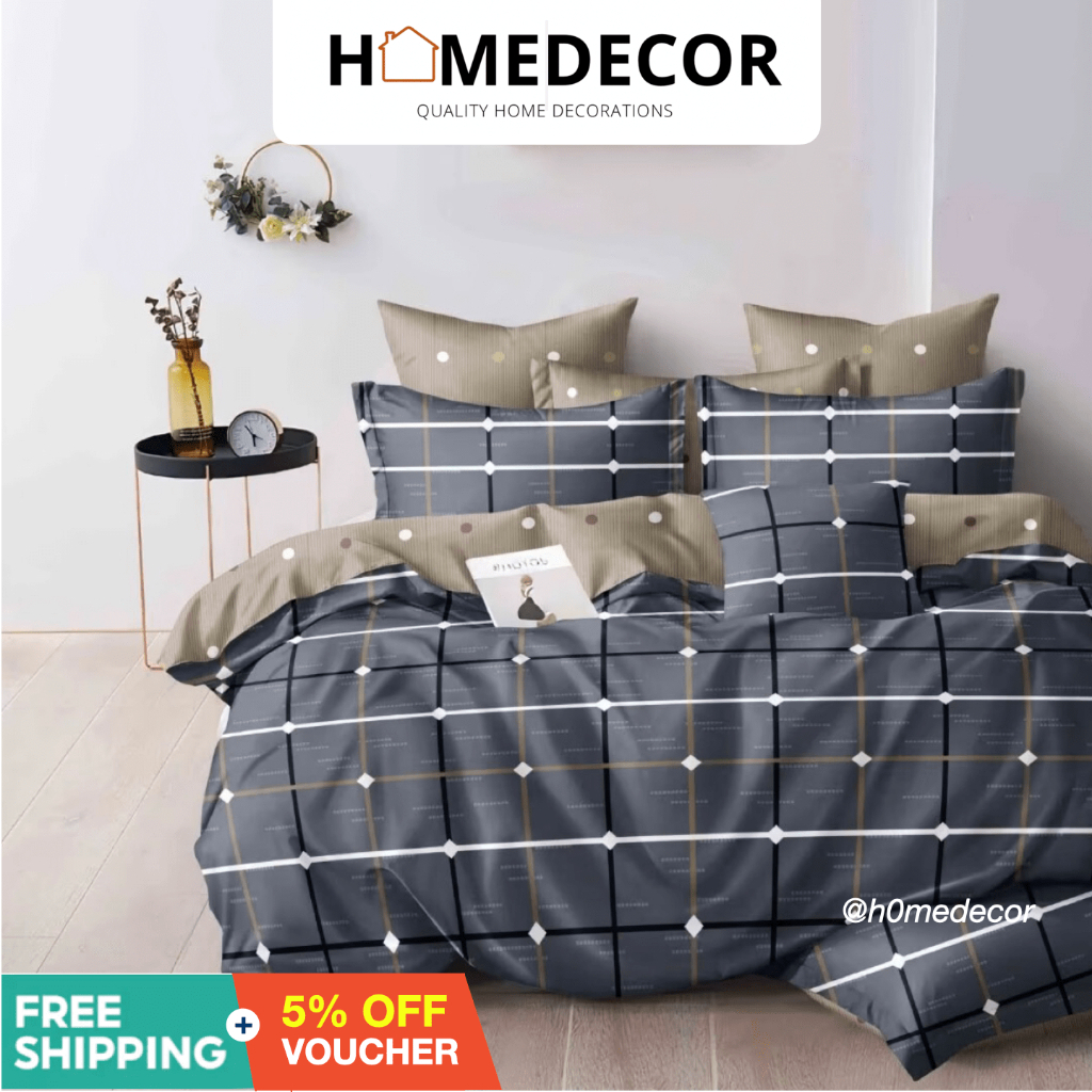 [NEW] Blackish Gray Grid Classic Modern Design 3in1 Korean Cotton ...