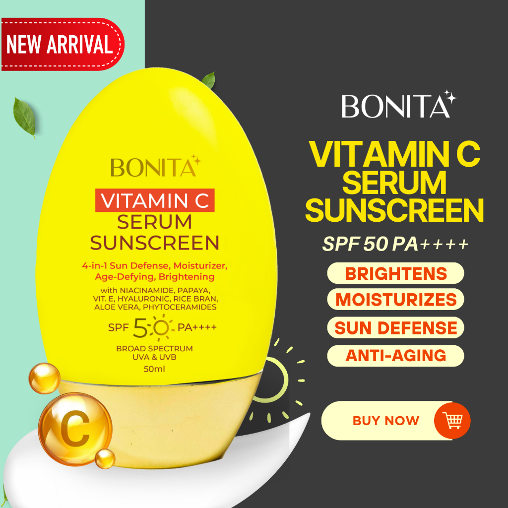 BONITA Vitamin C Serum Sunscreen SPF 50 PA++++ | Daily Use Facial, Neck ...