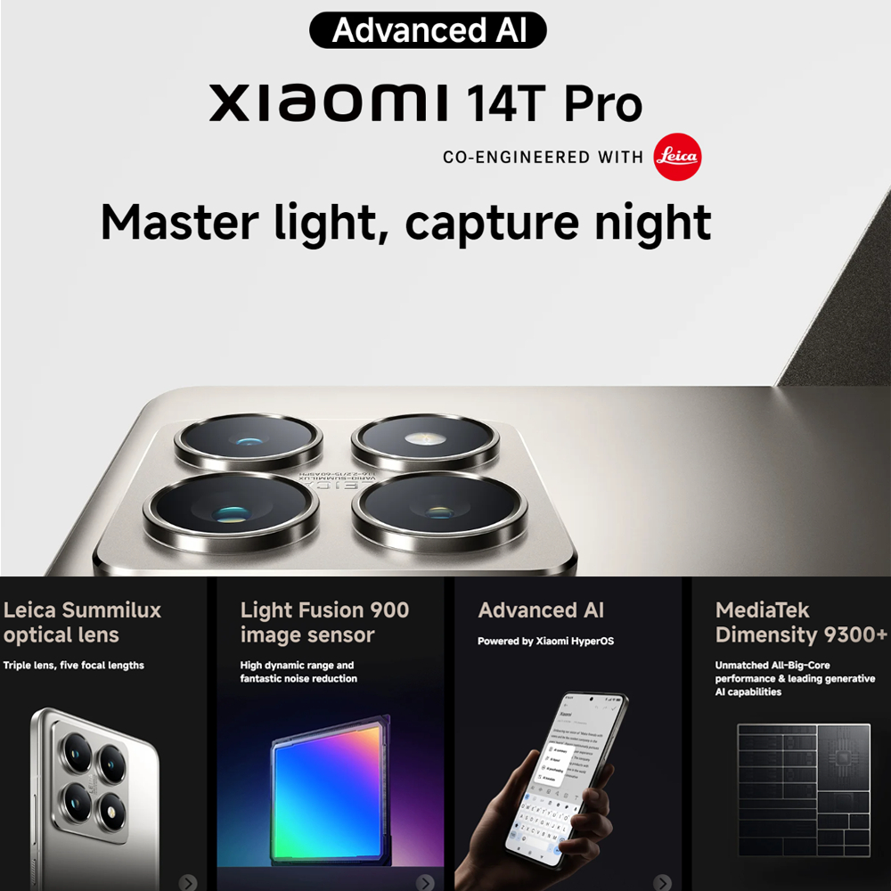 Xiaomi 14T Pro MediaTek Dimensity 9300+ 50MP Leica Camera 120W 12GB ...