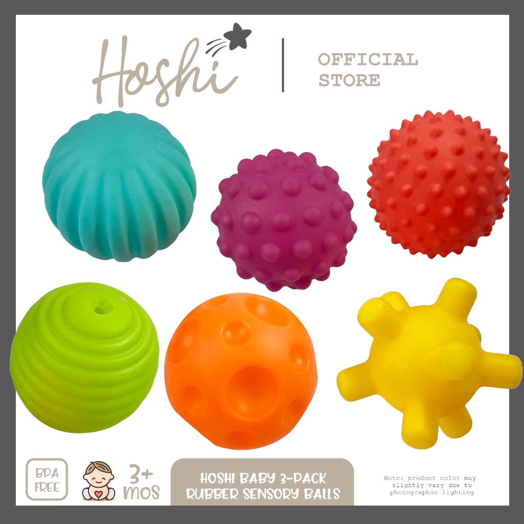 Hoshi Baby 3pc Sensory Colored Textured Teether Balls Shapes Sensory ...