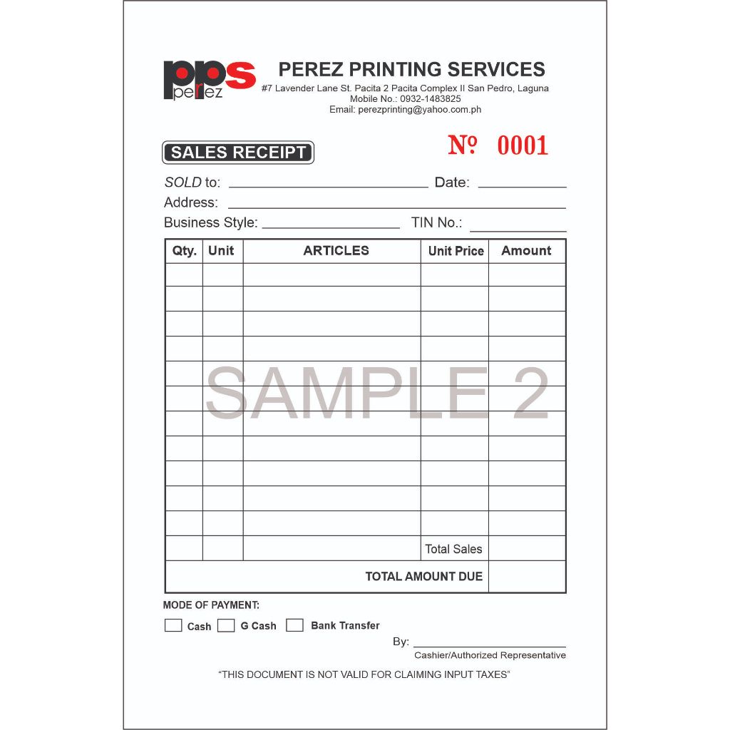 CUSTOMIZED RECEIPT/COLLECTION RECEIPT/ACKNOWLEDGEMENT RECEIPT 4.25X6.00 ...