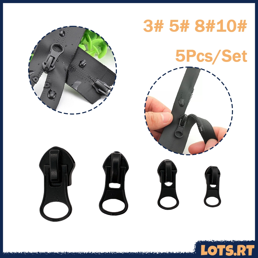 5PCS Nylon Invisible Waterproof no. 3/5/8/10 Reverse Zipper Head ...