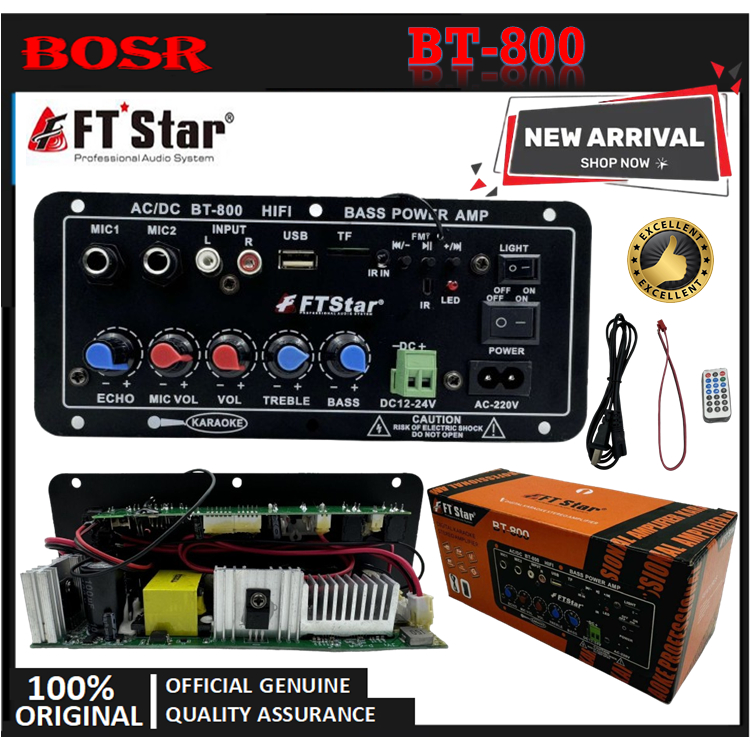 【BOSR】Original FT STAR BT-800 Amplifier Kit with BT/FM/USB and 2 Mic ...