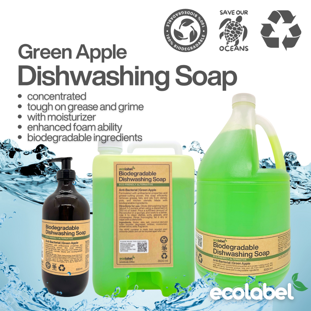 Eco-friendly Dishwashing Liquid Soap Green Apple Scent 100% ...