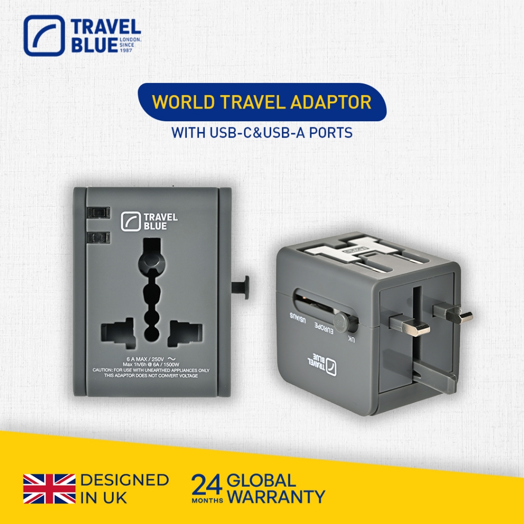 Travel Blue World Travel Adaptor (USB-C & USB-A Ports) - TB255 | Shopee ...