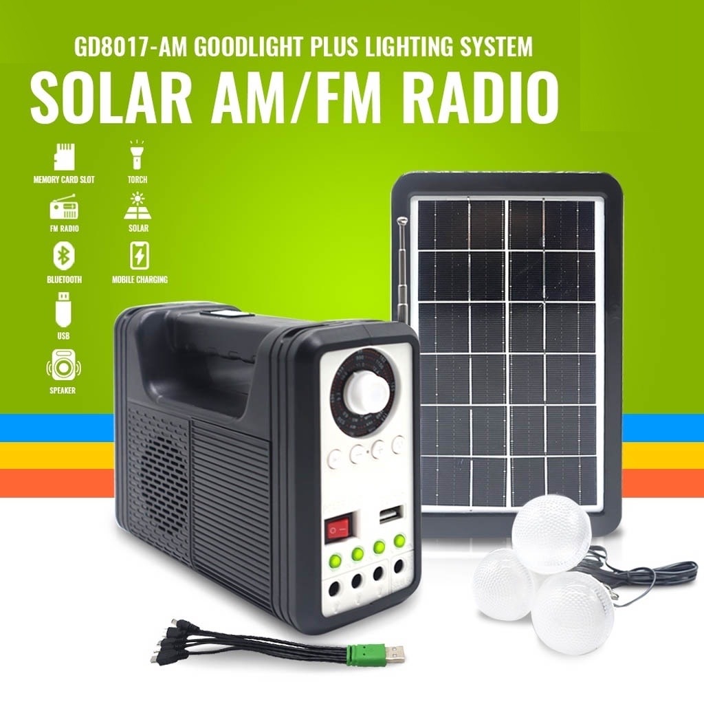 GDLITE GD-8017AM Portable Solar lightning system with /AM/FM/bluetooth radio with/bulb/solar ...