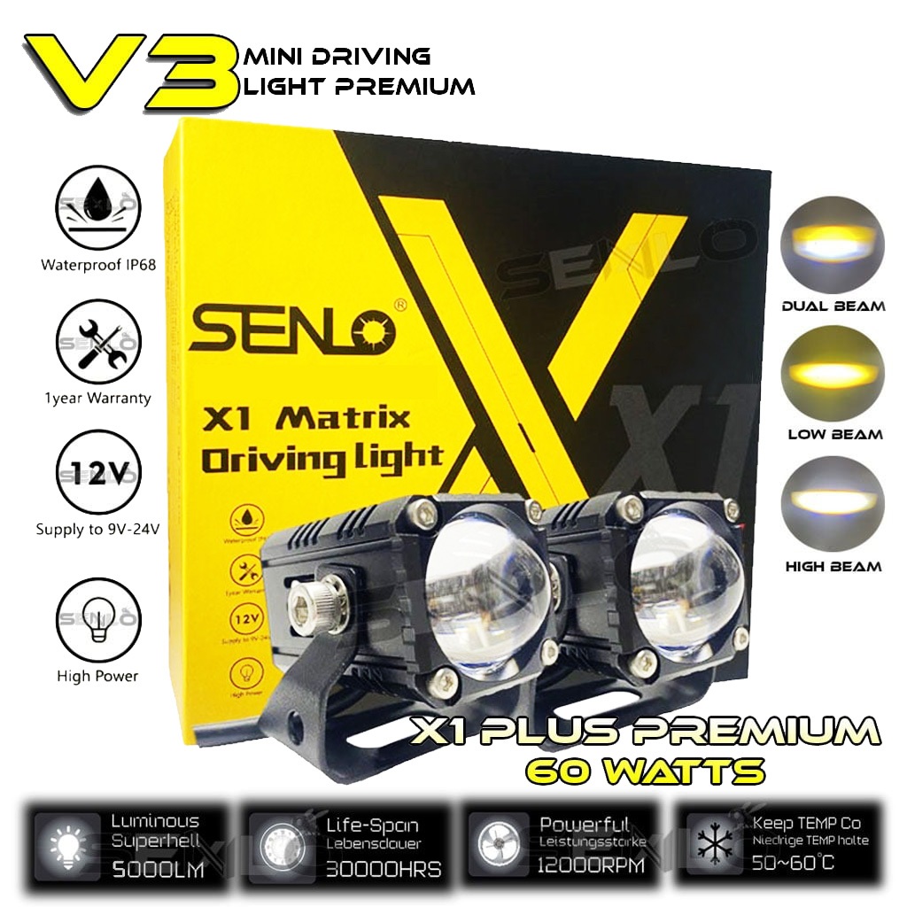 Original Senlo X1 PLUS 60Watts Mini Driving Light V3 (6 MONTHS WARRANTY ...