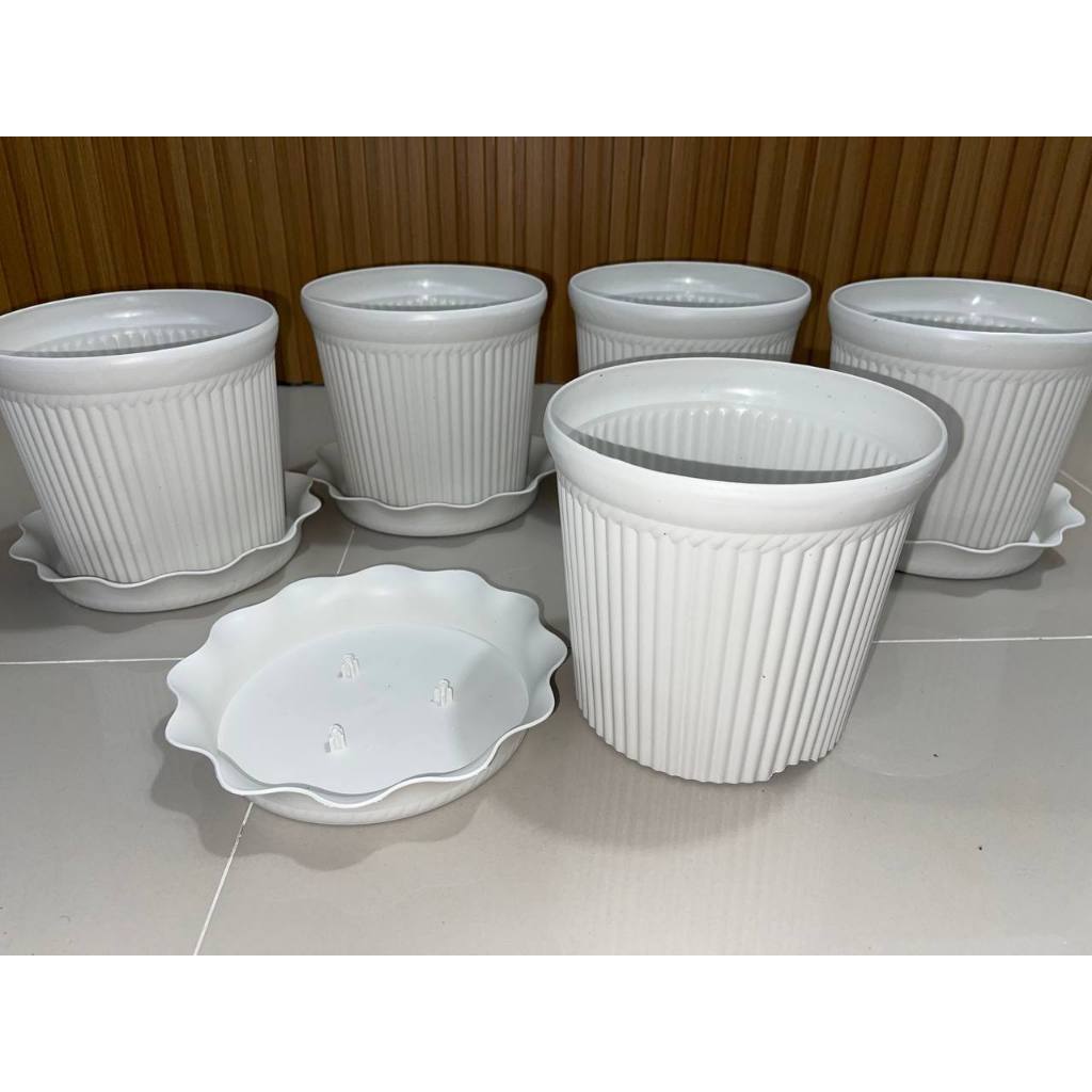 set of 5pcs. cute indoor ludu pots for plants w/ saucer 11x10 cm - 22 ...