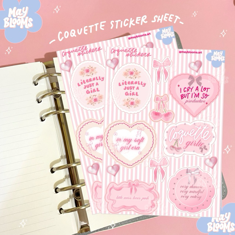 Coquette Stickers, Coquette Sticker Sheet, Coquette Waterproof Vinyl ...