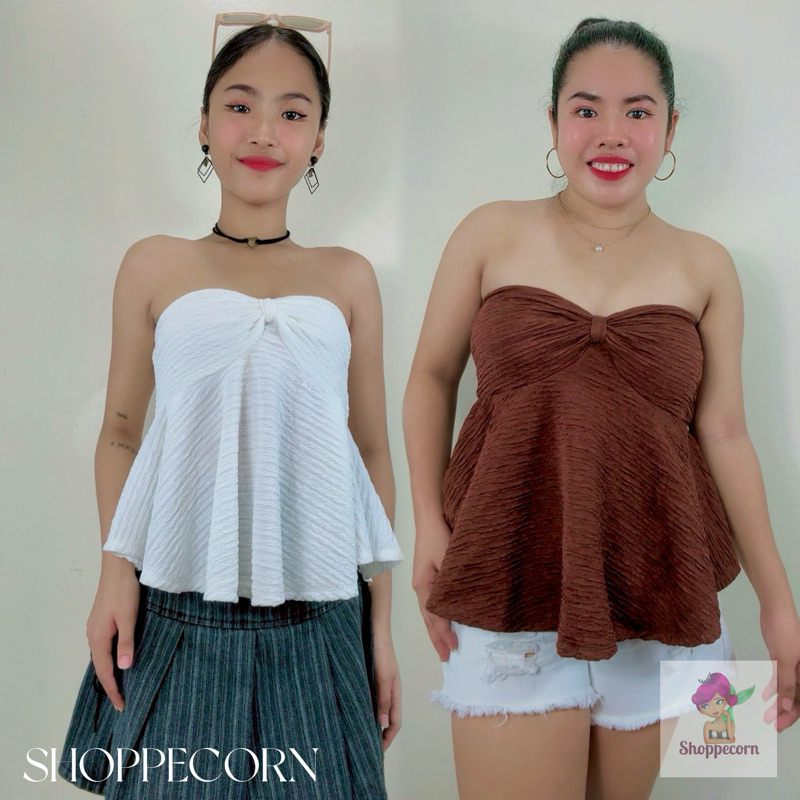 Shoppecorn | Amelie Tube Bark Crepe Top for Women | XS to Medium ...