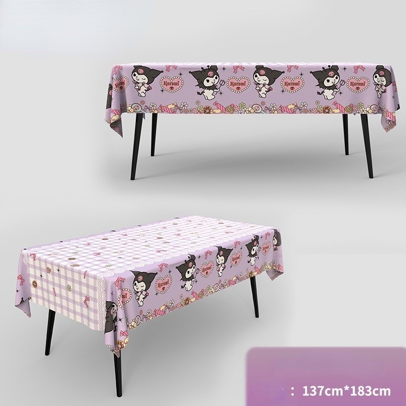 Sanrio Party Supplies Kawaii Anime Series Disposable Tablecloth Kuromi ...