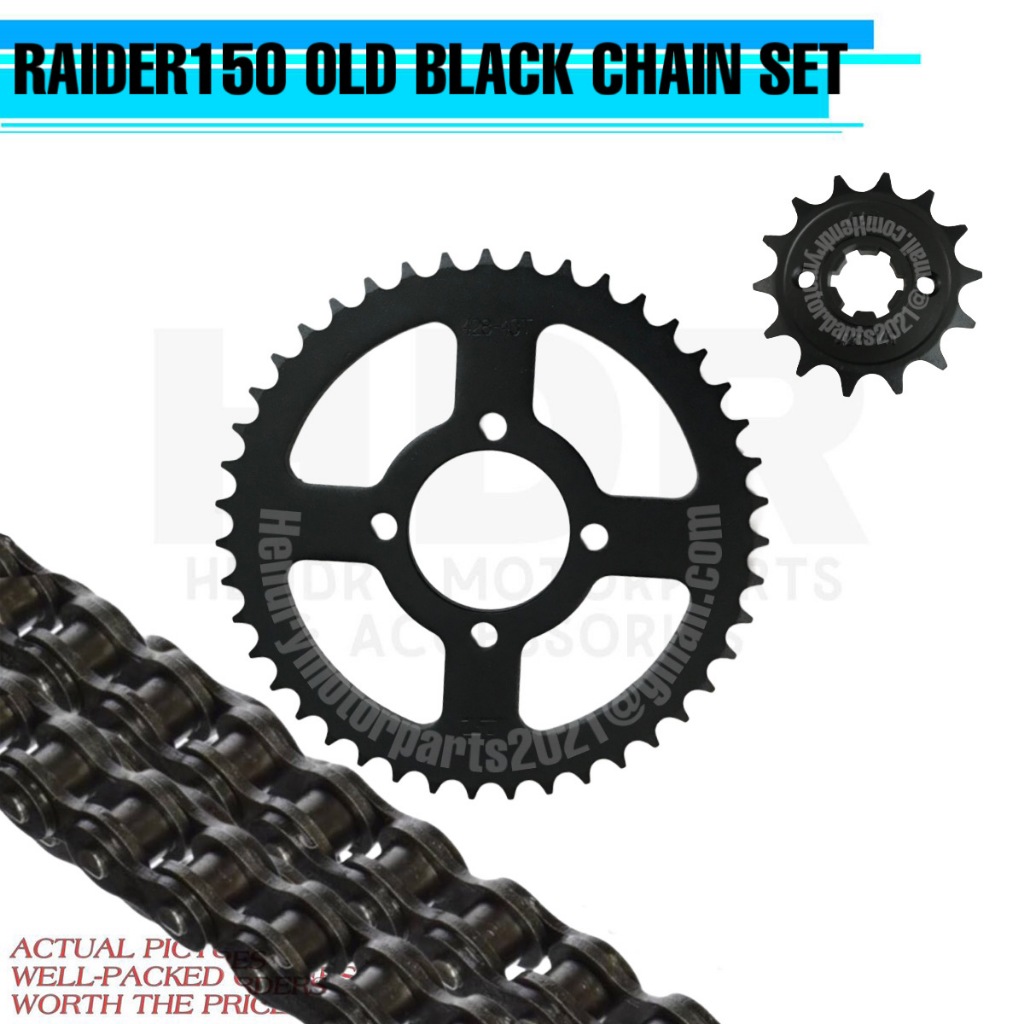 HDR BLACK CHAIN AND SPROCKET SET FOR SUZUKI RAIDER150 (4HOLES) 14T/43T ...