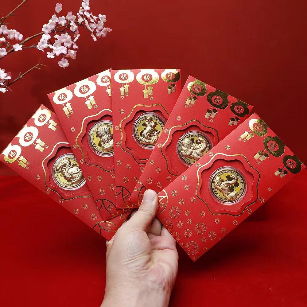 2025 snake ampao year lucky foil gold banknoteds coin red pouch bag ...
