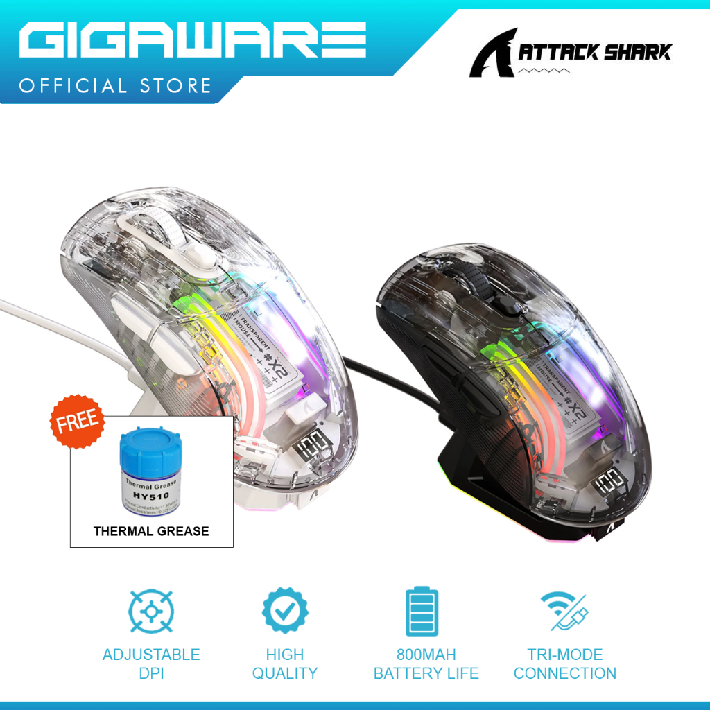 Attack Shark X2 PRO Tri mode Wireless Gaming Mouse with RGB Charging ...