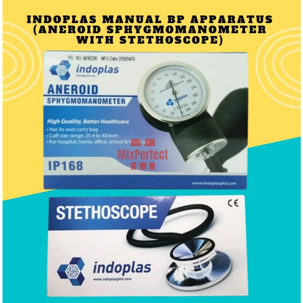 (Mix-J) Indoplas Manual BP Apparatus (Aneroid Sphygmomanometer with Stethoscope) - 1 Set ...