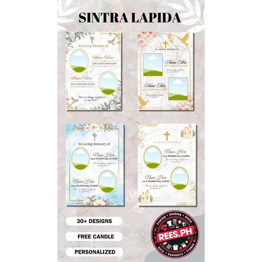 SINTRA LAPIDA MEMORIAL BOARDS with 2 LED candles PORTRAIT DESIGN ...