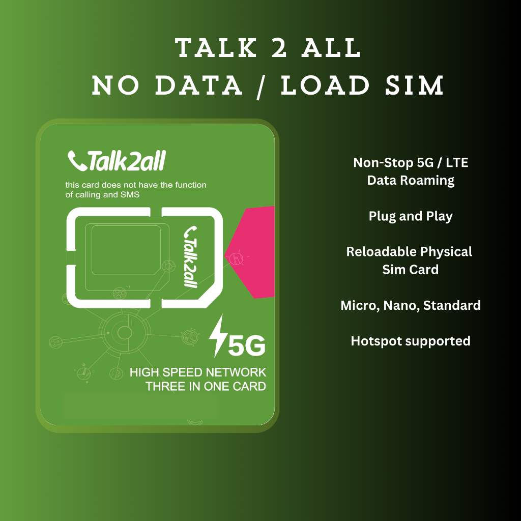 Talk2All No DATA Sim (5G/LTE) data for Seafarer and Travelers | Shopee ...