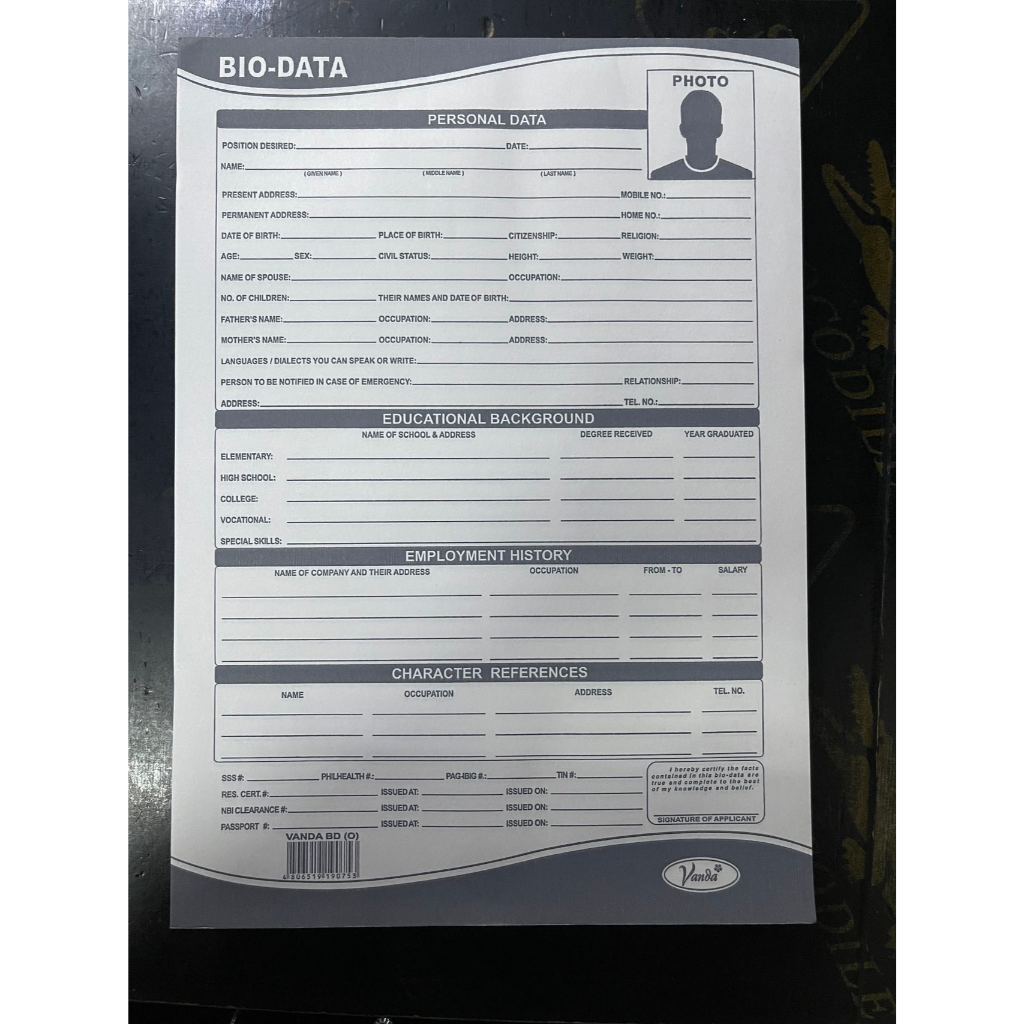 BIO-Data/personal data sold 30pcs &100pcs | Shopee Philippines