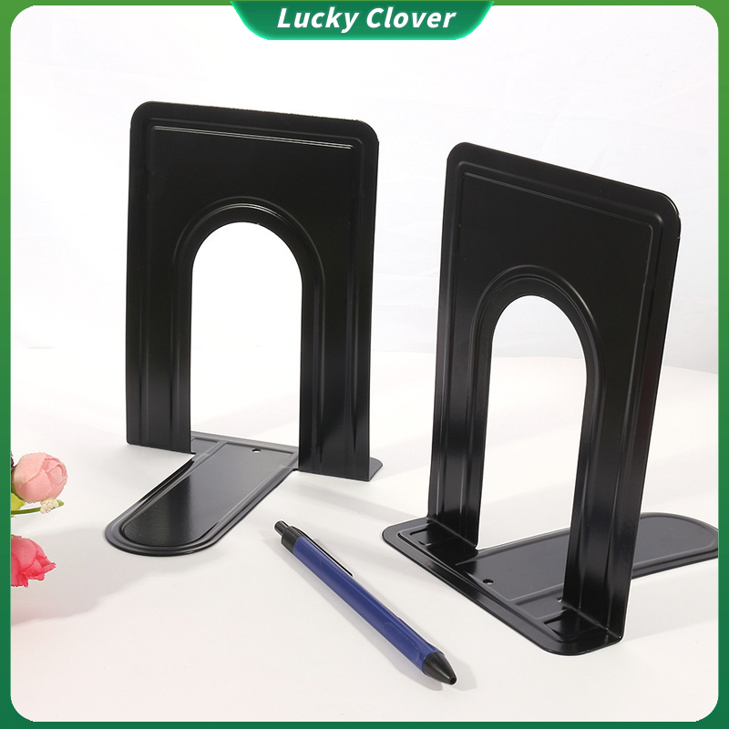 1 Pair Metal Bookend Iron Bookshelf Book Baffle Heavy Duty Book Stand ...