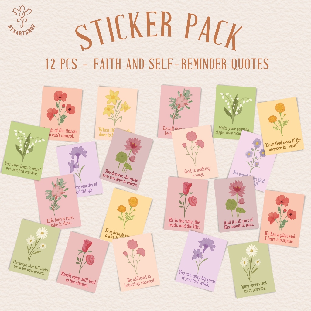 Flower Faith Sticker Pack Journal Sticker Motivational Quotes Flower ...