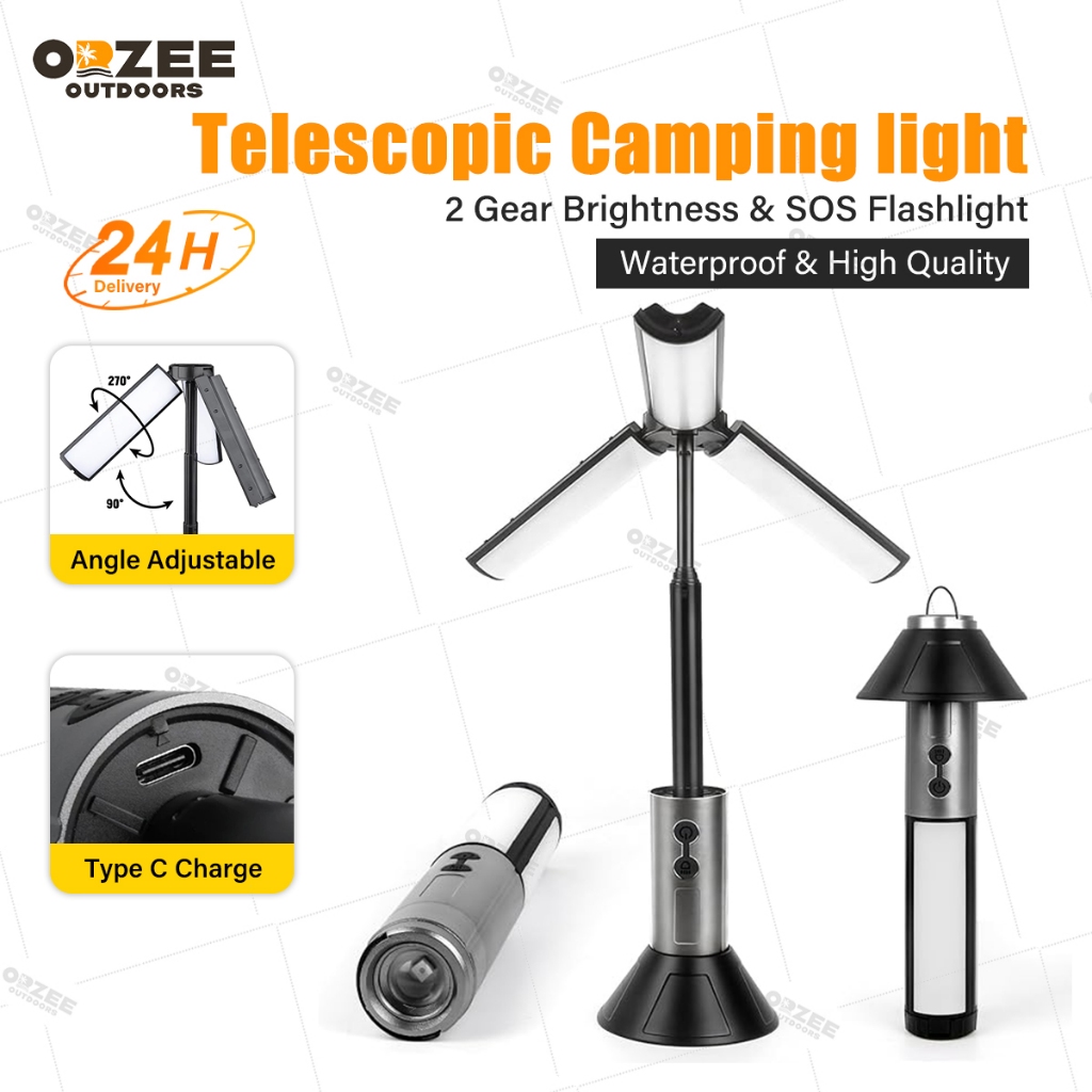 Telescopic Camping Light 3000mAh Battery Outdoor Folding 3 Lighting ...