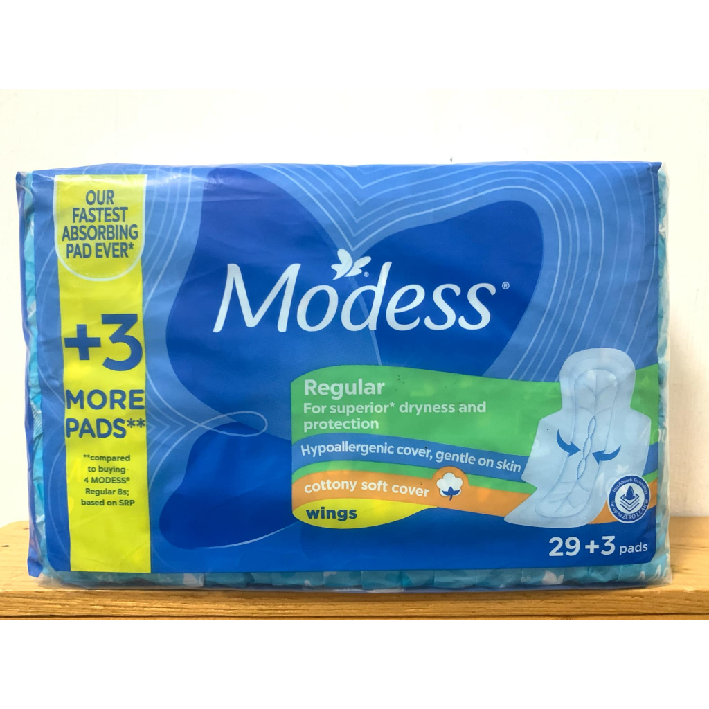 Modess Regular Cottony Soft with Wings Sanitary Napkins 32s | Shopee ...
