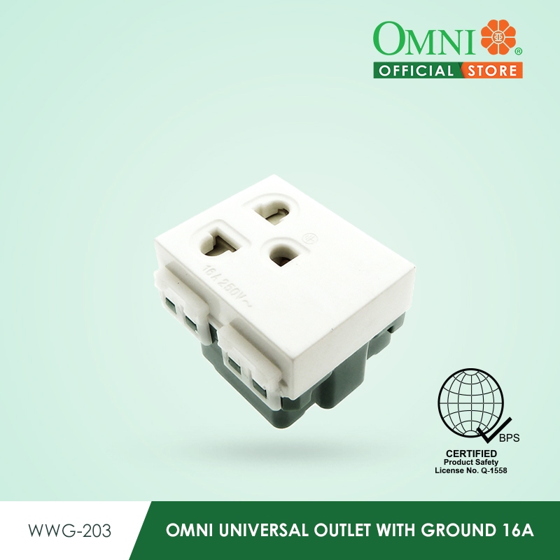 OMNI Universal Outlet with Ground 16A - WWG-203 | Shopee Philippines