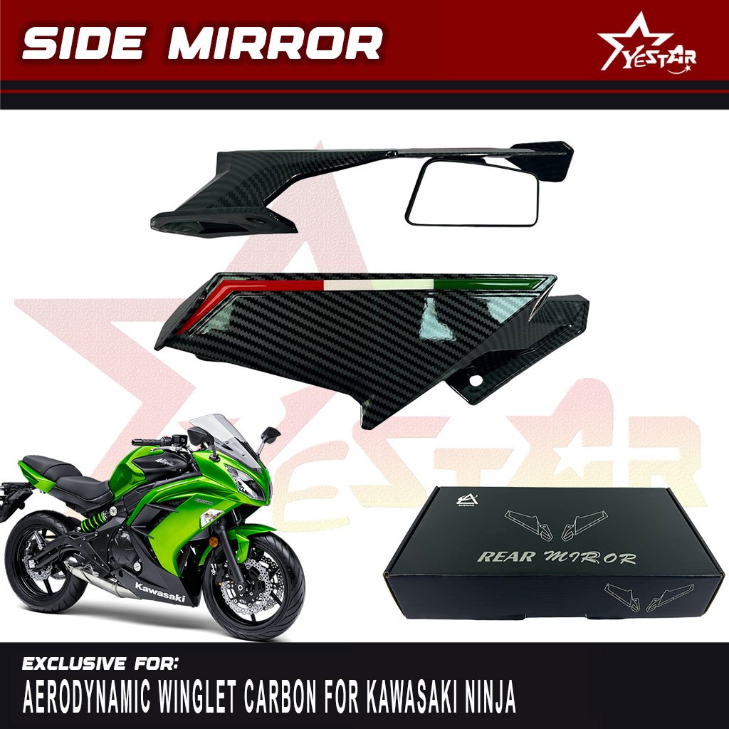 Yestar 1 Pair Aerodynamic Winglet Carbon Side Mirror For Kawasaki Ninja ...