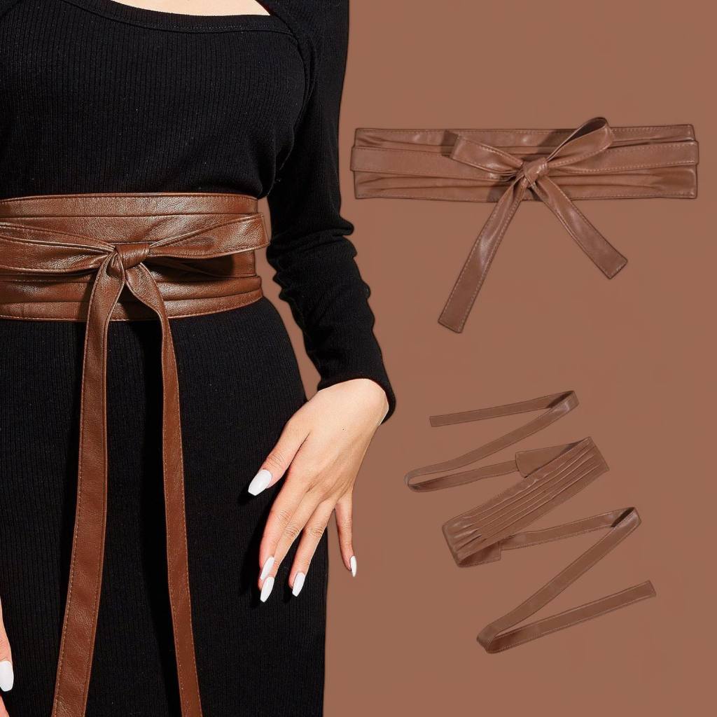 TAILLE Soft Leather Wide Obi Belt Wrap Around | Shopee Philippines