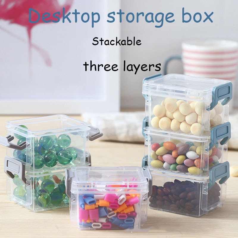 3pcs Cute Mini Stackable Storage Box Dust Proof Cosmetic Storage with ...