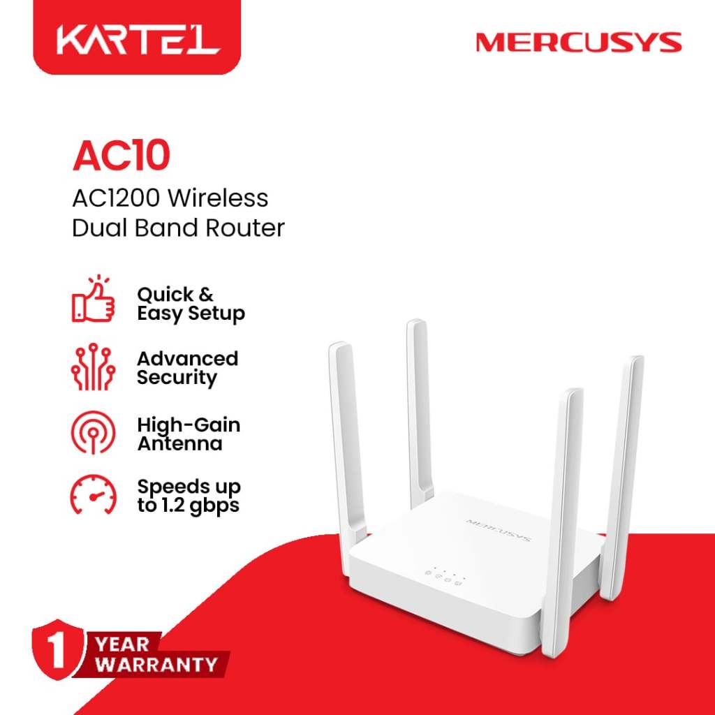 Mercusys AC10 AC1200 Dual Band Wireless Router | AC10 Dual Band Router ...