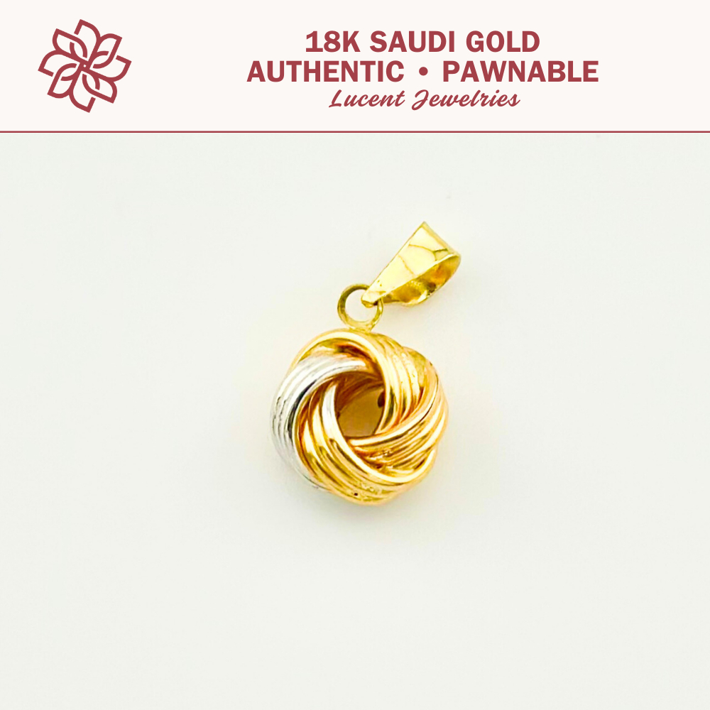 COD PAWNABLE 18K SAUDI GOLD Pineapple Knot Tri-color Pendant | Shopee ...