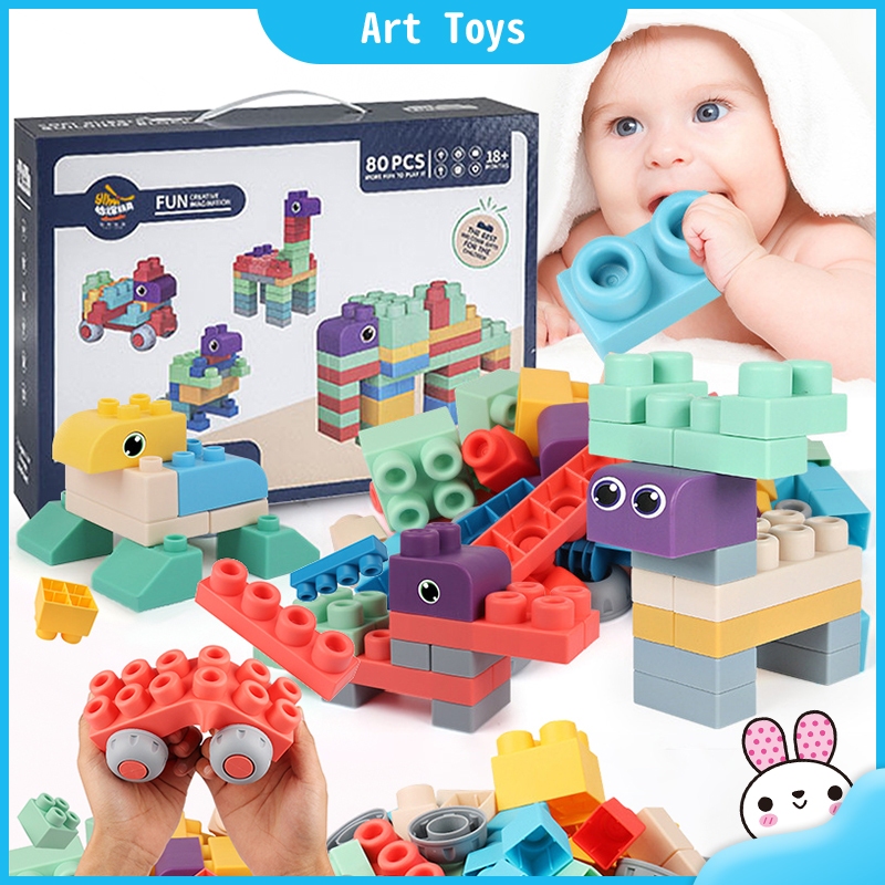 Baby Big Soft Building Blocks Toys Teethers Rubber Large Bricks Set for ...