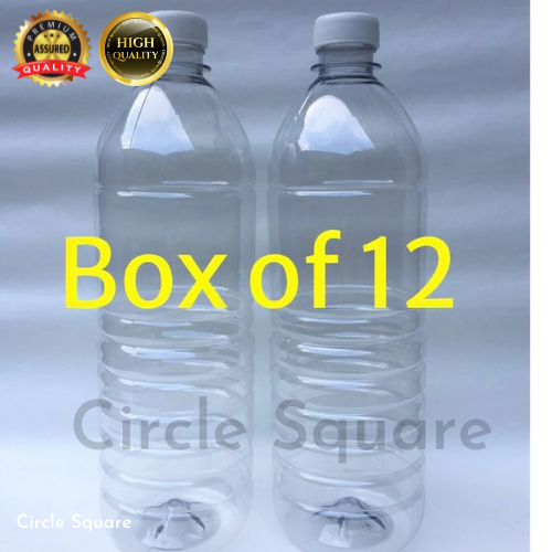 PET Plastic Bottle with Caps 1 liter - BOX of 12 pcs 1L 1000 ml for ...