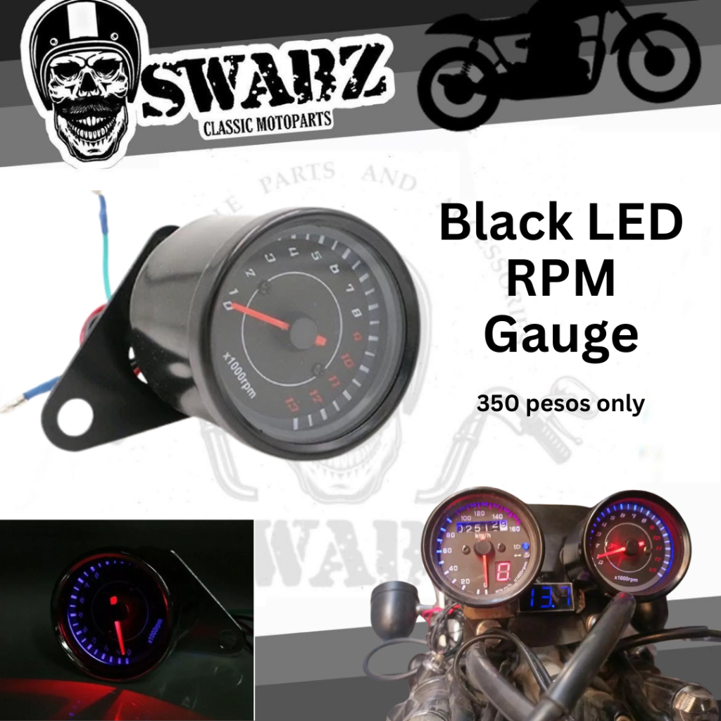 RPM Black Gauge speedometer black for motorcycle | Shopee Philippines