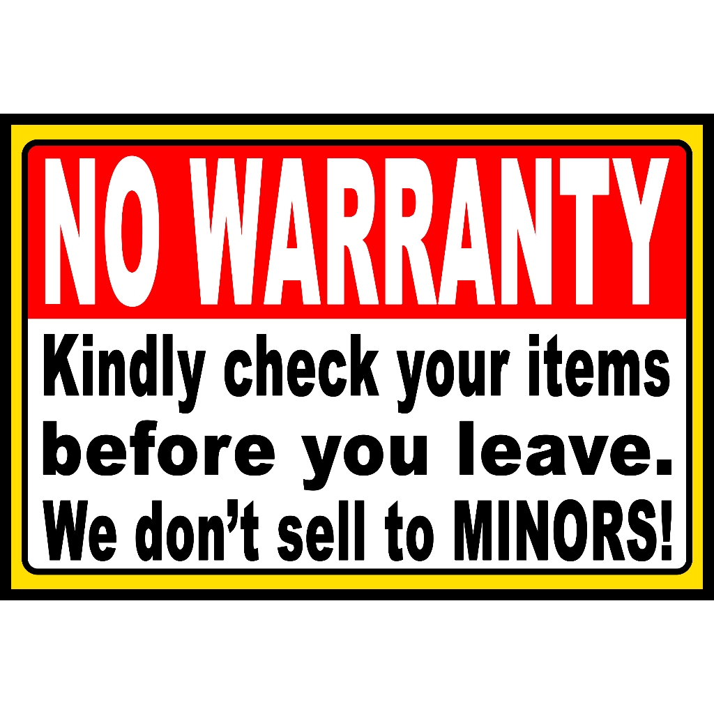 SIGN NO WARRANTY PVC TYPE SIGNAGE WATERPROOF AND NON-FADING | Shopee ...