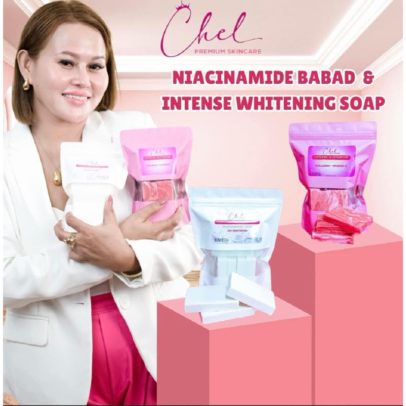 Chel Premium Skincare Niacinamide Babad Soap and Intense Whitening Soap ...