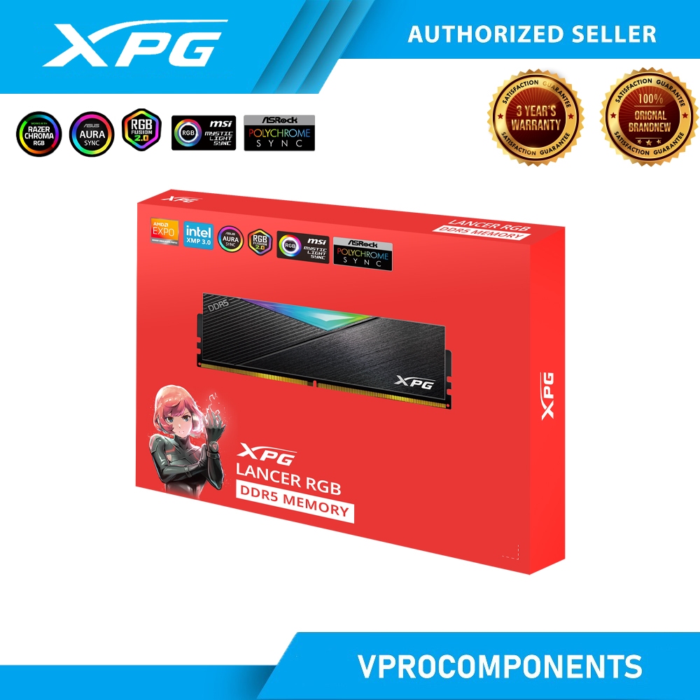 Adata 32GB(16GBx2) XPG Lancer White RGB DDR5 DRAM UDIMM Module ...