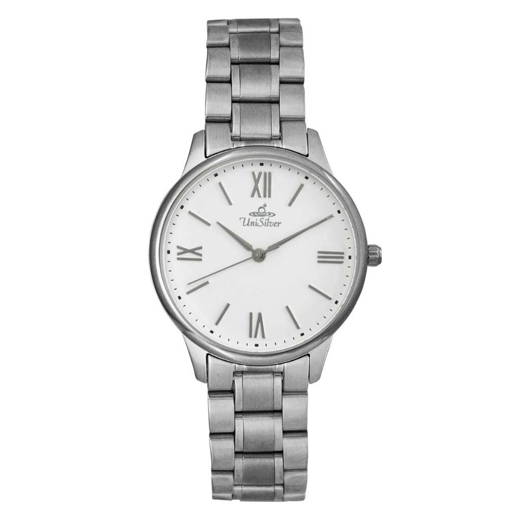 UniSilver TIME Women's SIlver / White Analog Stainless steel watch ...