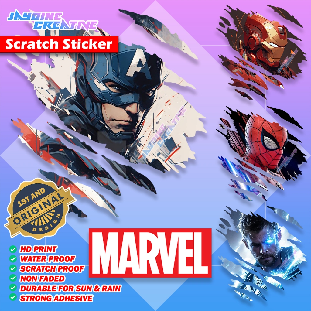 Marvel Avengers Scratch Design Sticker, Indoor Outdoor Vinyl Sticker ...