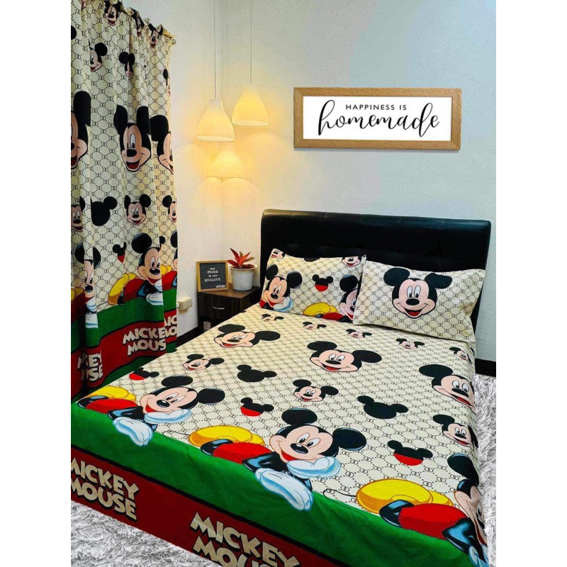 MICKEY MOUSE BEDSHEET FULLY GARTERIZED CANADIAN COTTON | Shopee Philippines
