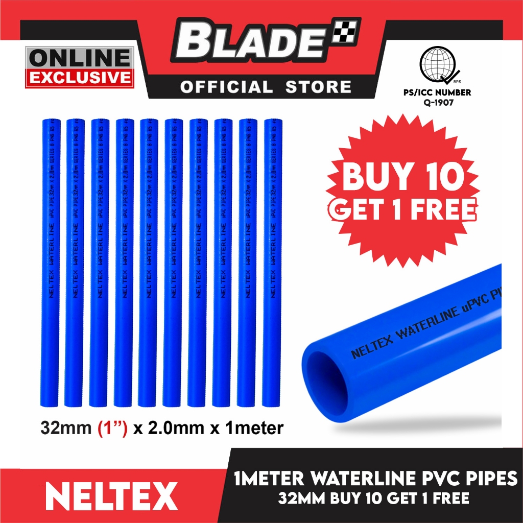 Buy 10 Get 1 Free Neltex PVC Waterline Pipe 32mm x 1meter (Blue Pipe ...