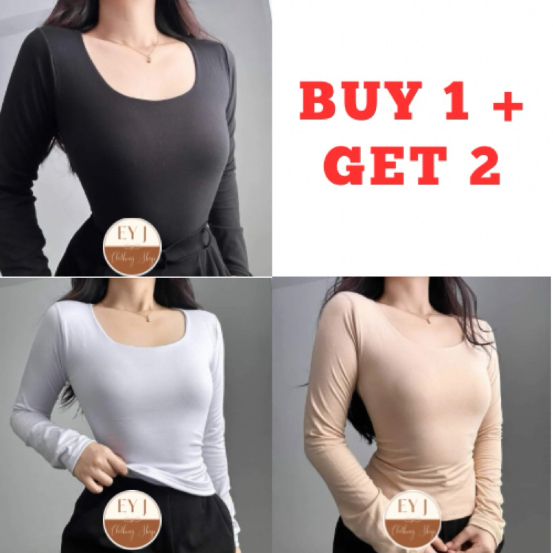 BUY 1 + GET 2 FREE (3PCS) Kailey Square Neck Crop Top Double Lining ...