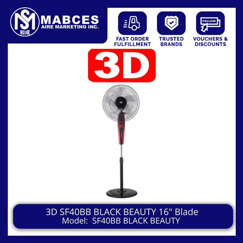 3D SF40BB BLACK BEAUTY 16" Blade w/ 60 minutes timer Stand Fan | Shopee ...