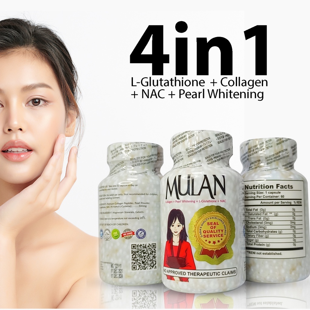MULAN 4in1 Whitening + Collagen 60 Capsules x 500mg | Shopee Philippines