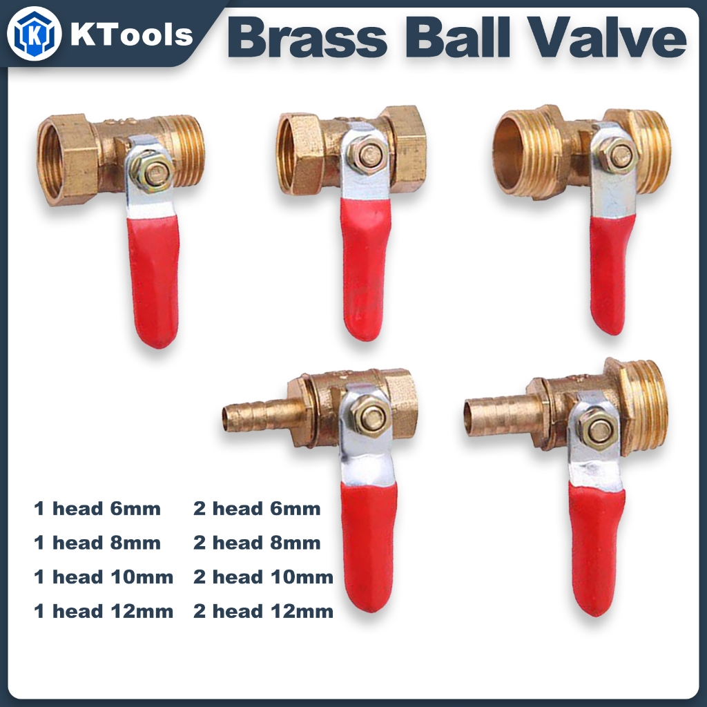 KTools 6/8/10/12mm Double Union Brass Ball Valves Brass Ball Valves For ...