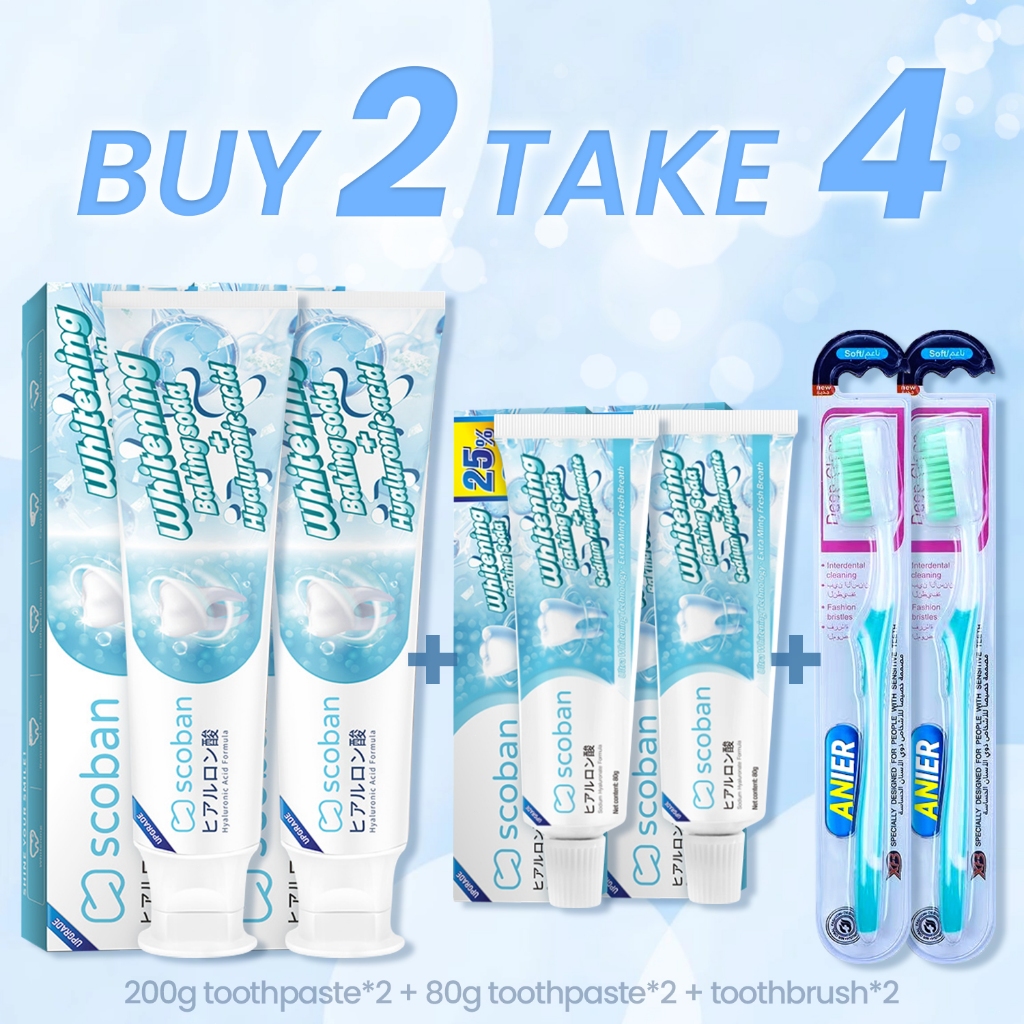 Scoban Whitening Toothpaste 200g*2pcs+2pcs*80g Scoban Whitening ...