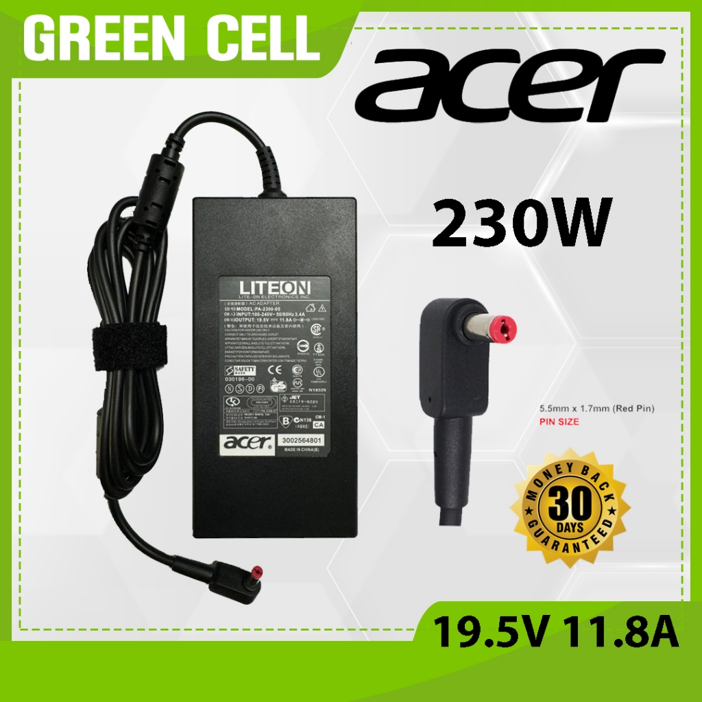 230W Acer Laptop Charger 19.5V 11.8A for Predator Helios 300 PH315-53 ...