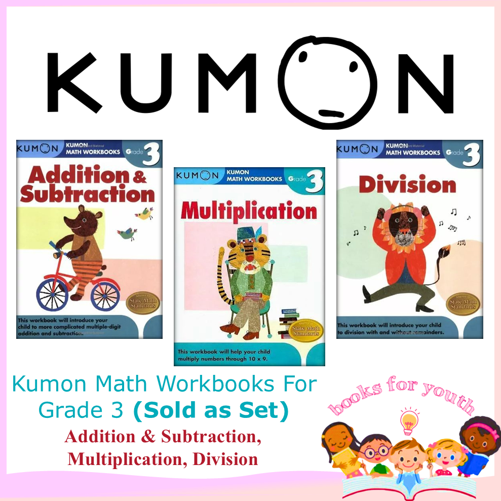 KUMON Math Workbooks Grade 3 Set [Add & Sub | Multiplication | Division ...